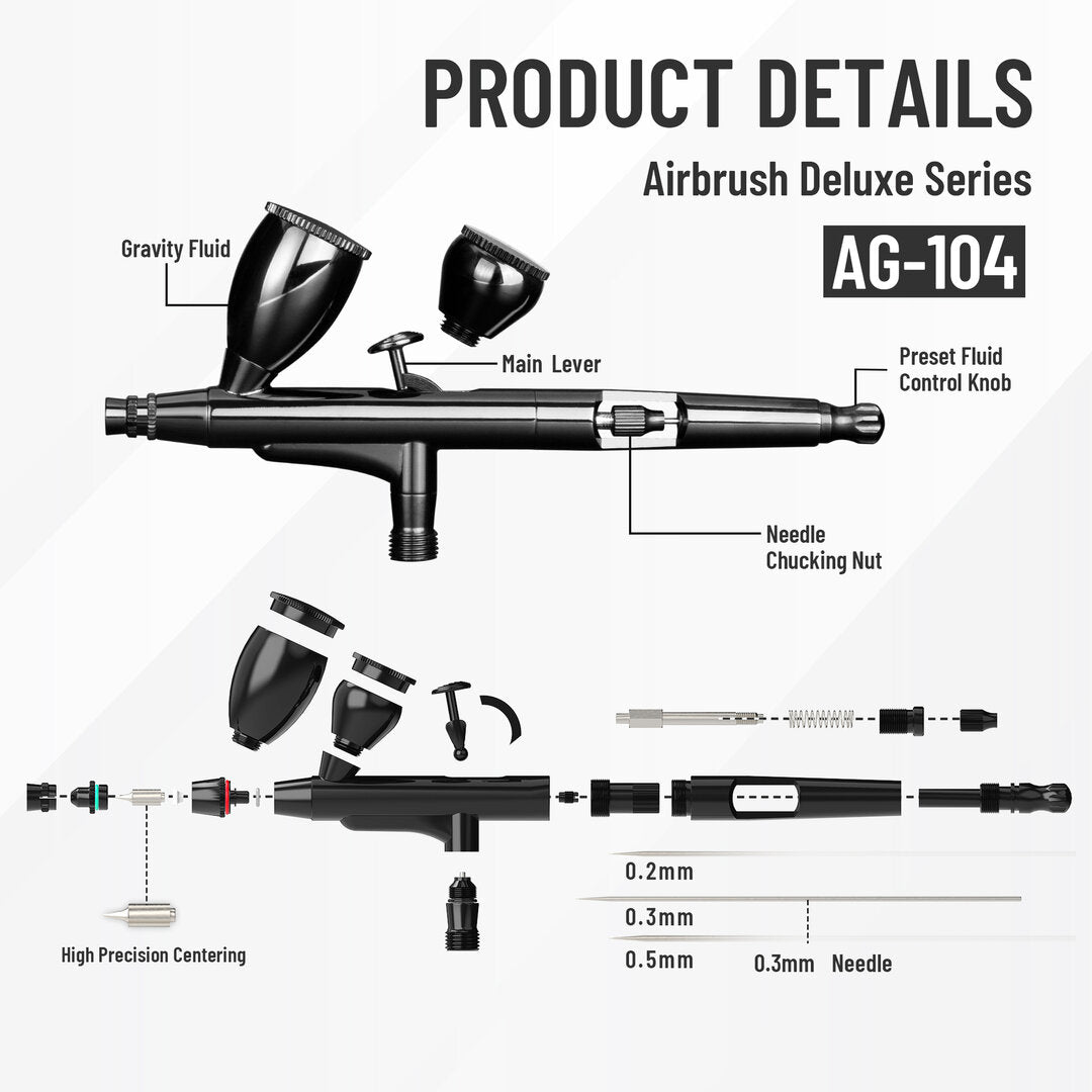 Airgoo High-End & Deluxe Double-Action & Gravity-Type Airbrush AG-104 ...
