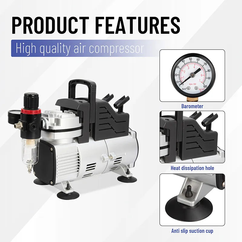 Airgoo Premium Aibrush Compressor with Superpower Twin Cooling Fans AG ...
