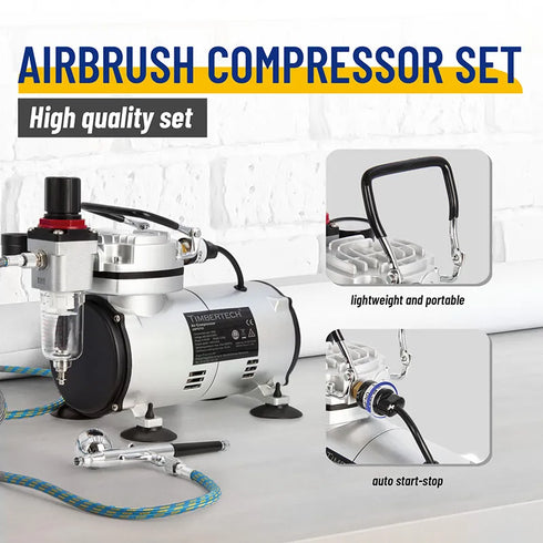 Timbertech airbrush kit with Compressor and double action airbrush pis ...