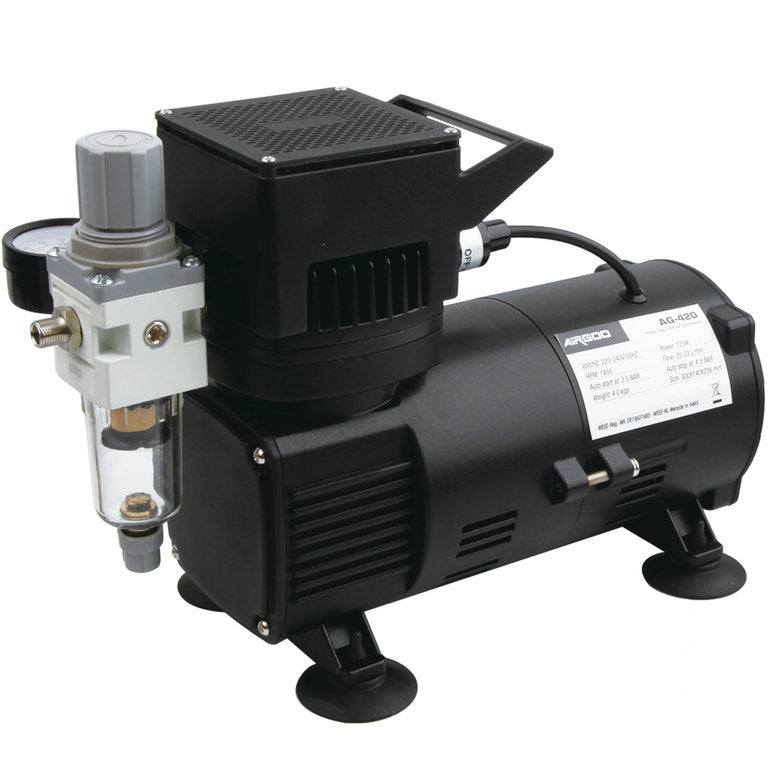 Airgoo Premium Airbrush Compressor with Superpower Twin Cooling Fans A ...