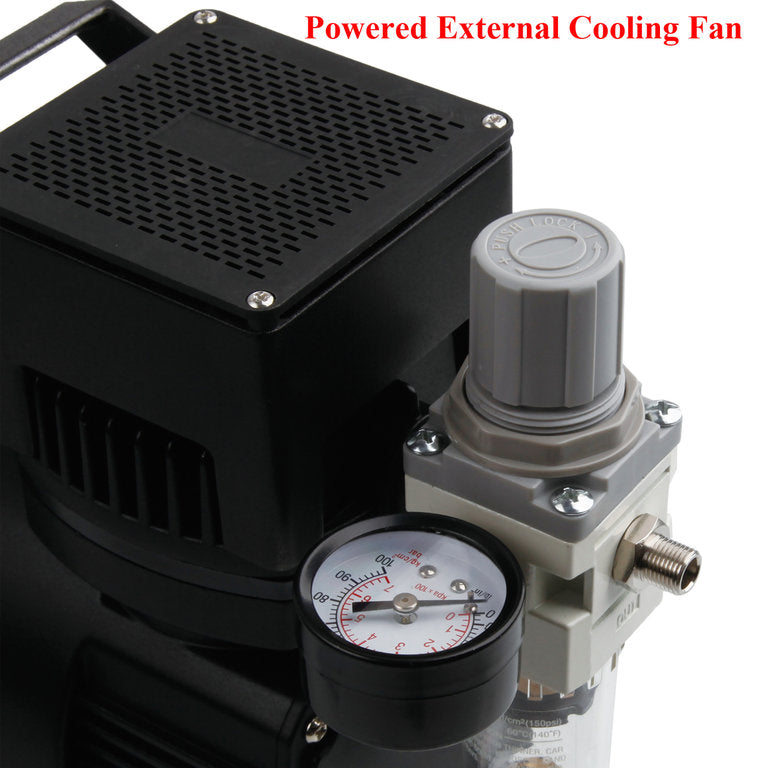 Airgoo Premium Airbrush Compressor with Superpower Twin Cooling Fans A ...