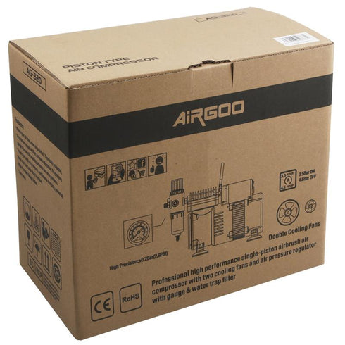 Airgoo Premium Aibrush Compressor AG-326 with Twin Cooling Fans and Ai ...