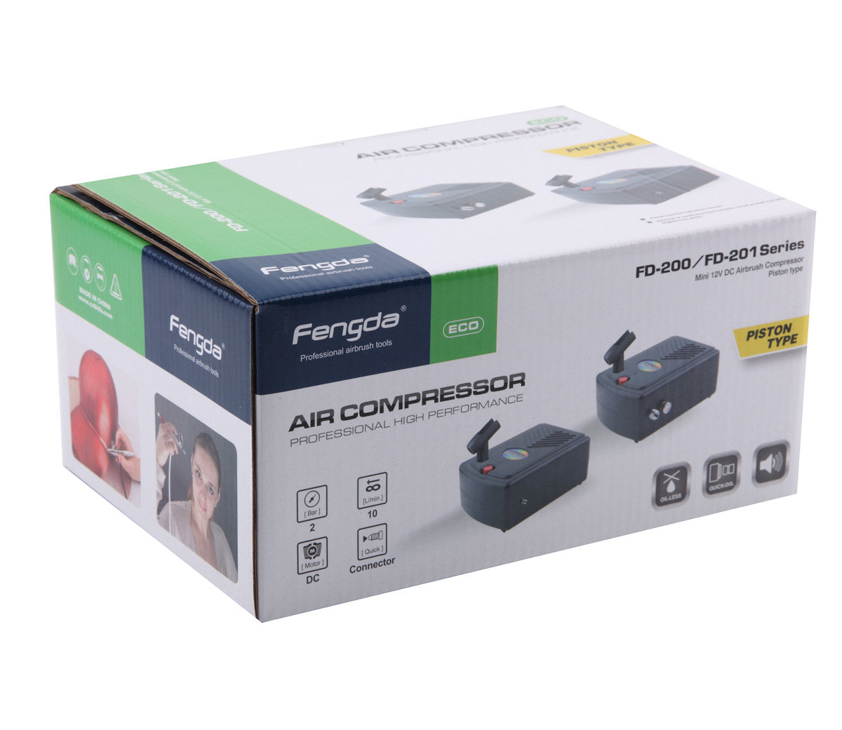 Portable mini Airbrush compressor Fengda AS-200B – Airgoo Pneumatic B.V.